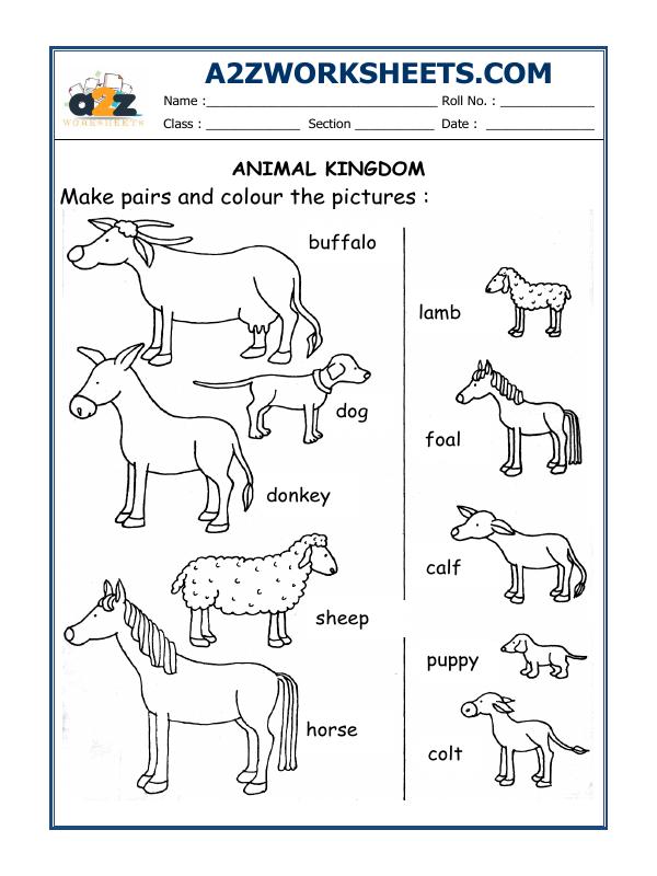 A2Zworksheets:Worksheet of Worksheet-06-Animals And Their Babies ...