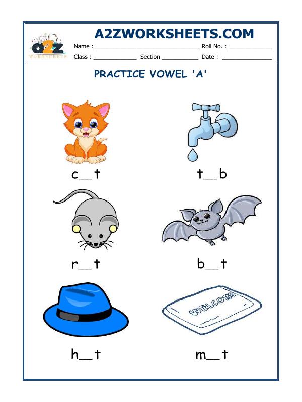 A2Zworksheets:Worksheet of Vowel A-Grammar-English