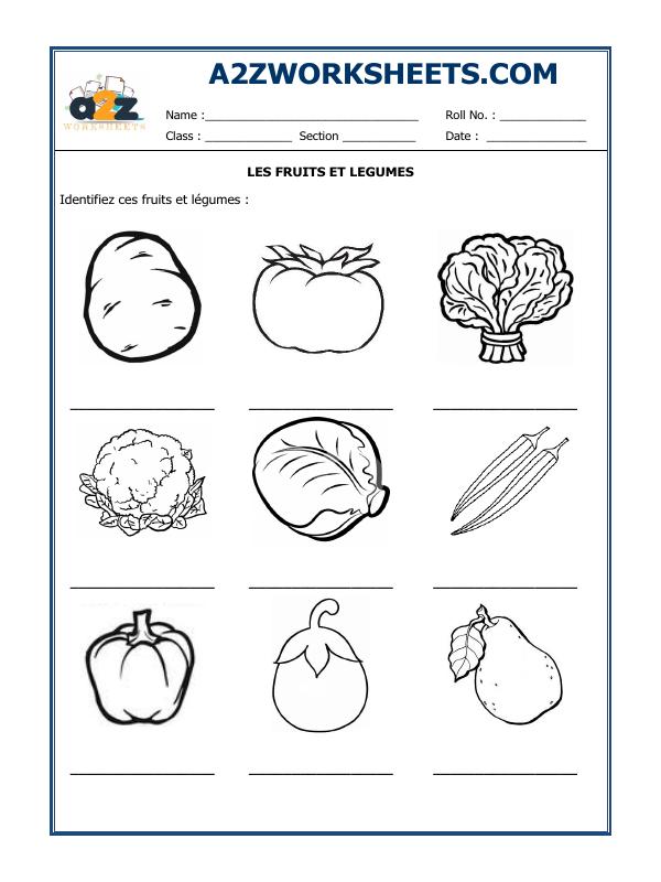 A2Zworksheets:Worksheet of French Worksheet - Les Fruits Et Legumes ...