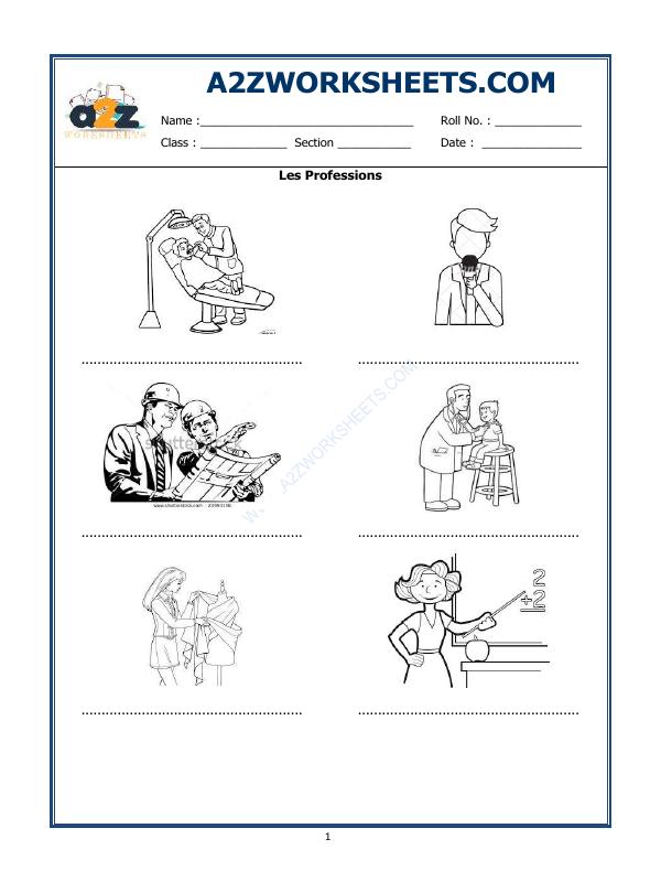 A2Zworksheets:Worksheet of French Worksheet - Les Professions-French ...