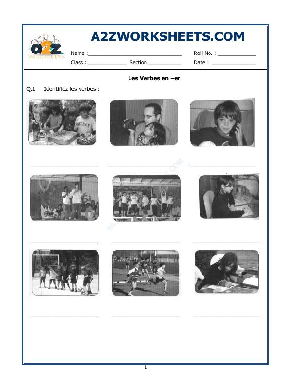 Les Verbes En Er Interactive Worksheet French