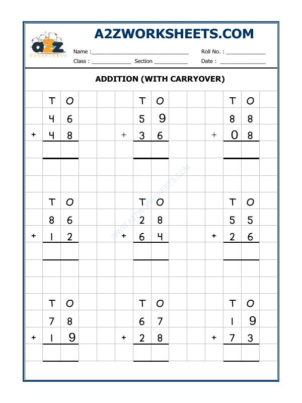 A2Zworksheets:Worksheet of Addition Worksheet-02 (Addition With ...
