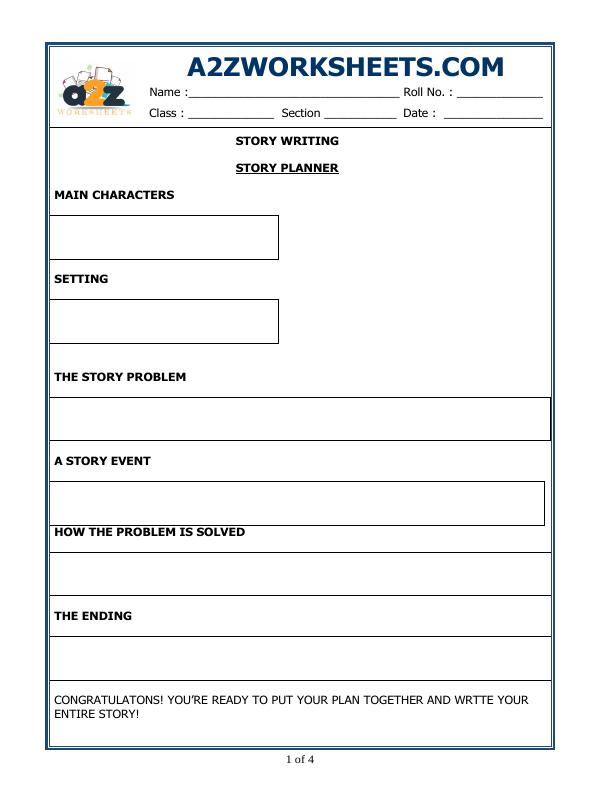 A2Zworksheets:Worksheet of Story Writing-Writing-English