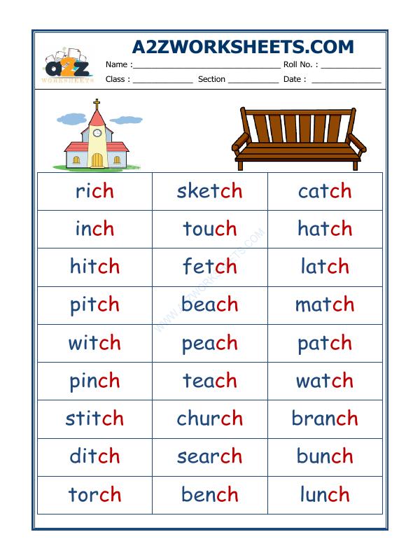 A2Zworksheets:Worksheet of English Phonics Sounds - 'Ch' Sound Words-02 ...