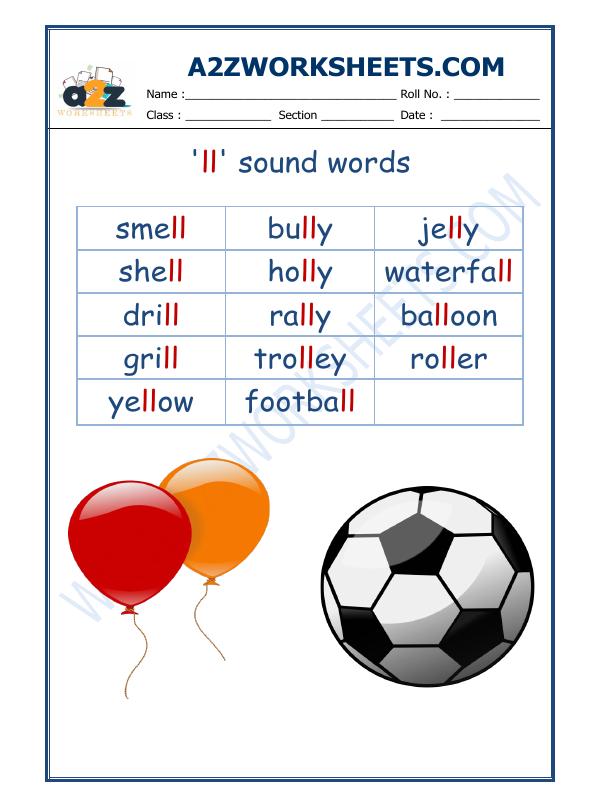A2Zworksheets:Worksheet of English Phonics Sounds - 'Ll' Sound Words-02 ...