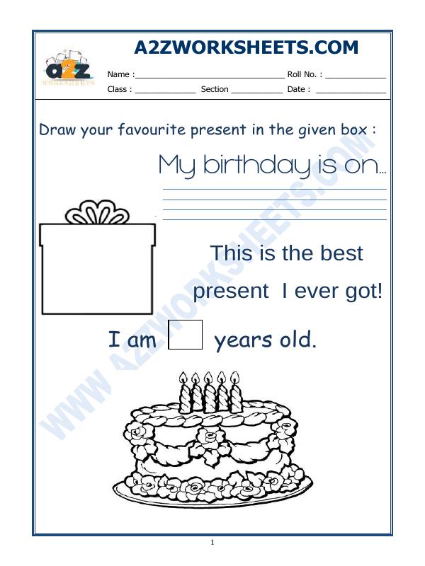 A2Zworksheets:Worksheet of My Birthday-Get to Know me-General Awareness