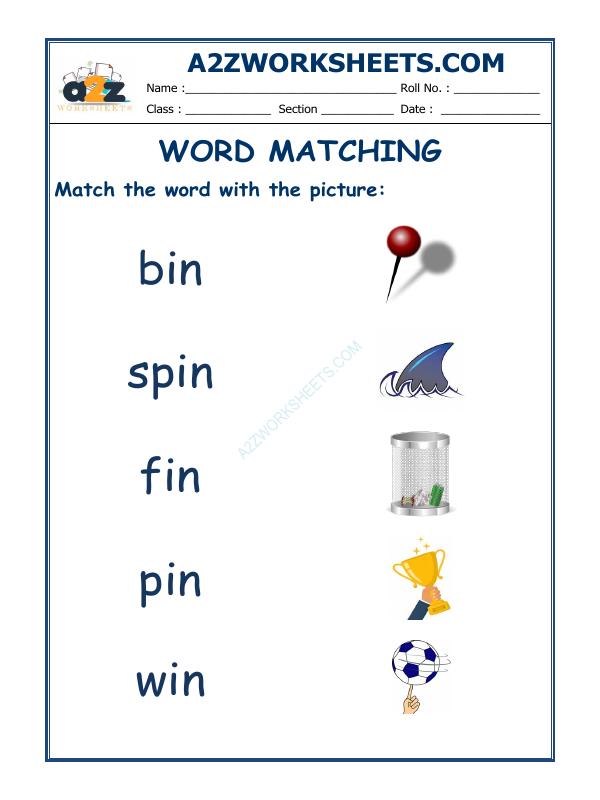 A2Zworksheets:Worksheet of Word Matching-02-Reading-English