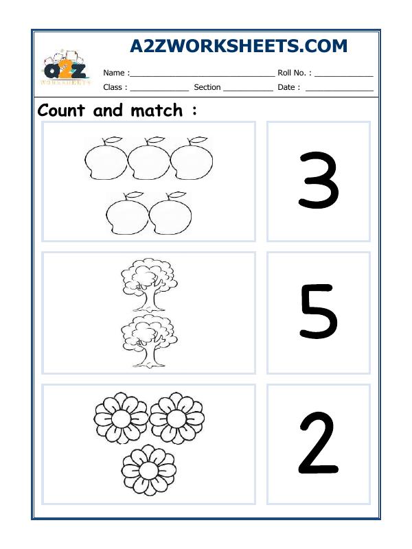 A2Zworksheets:Worksheet of Count And Match-06-Numbers-Maths