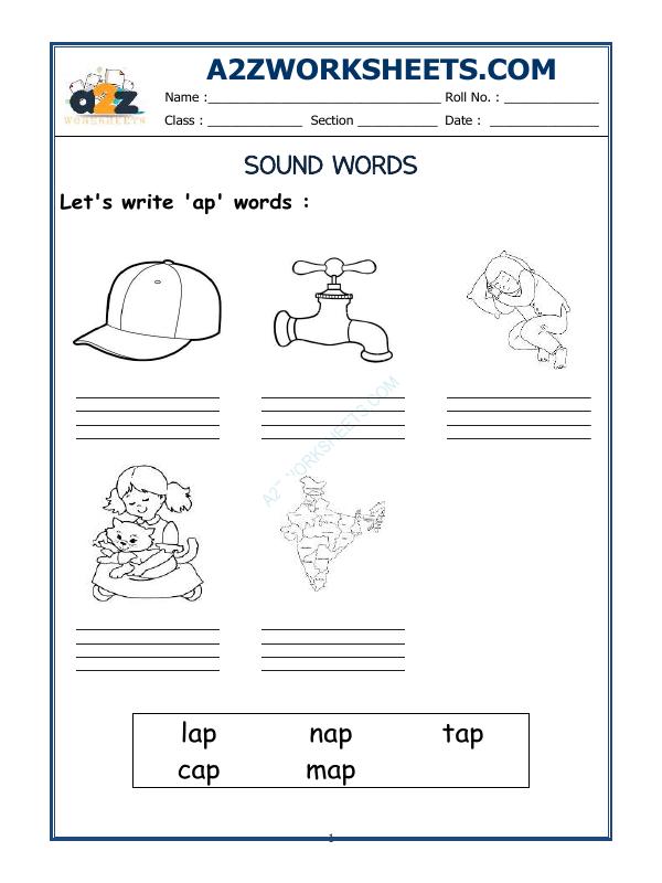 A2Zworksheets:Worksheet of 'Ap' Sound Words-01-Reading-English