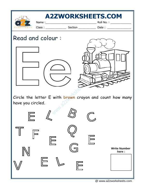 A2Zworksheets:Worksheet of Read And Colour E-Recognition-English