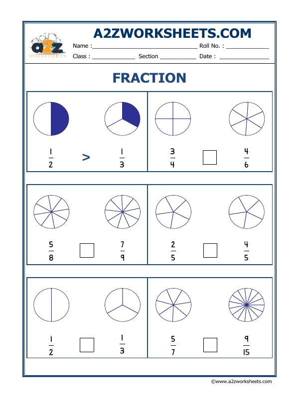 A2Zworksheets:Worksheet of Fun With Fractions-18-Fractions-Maths