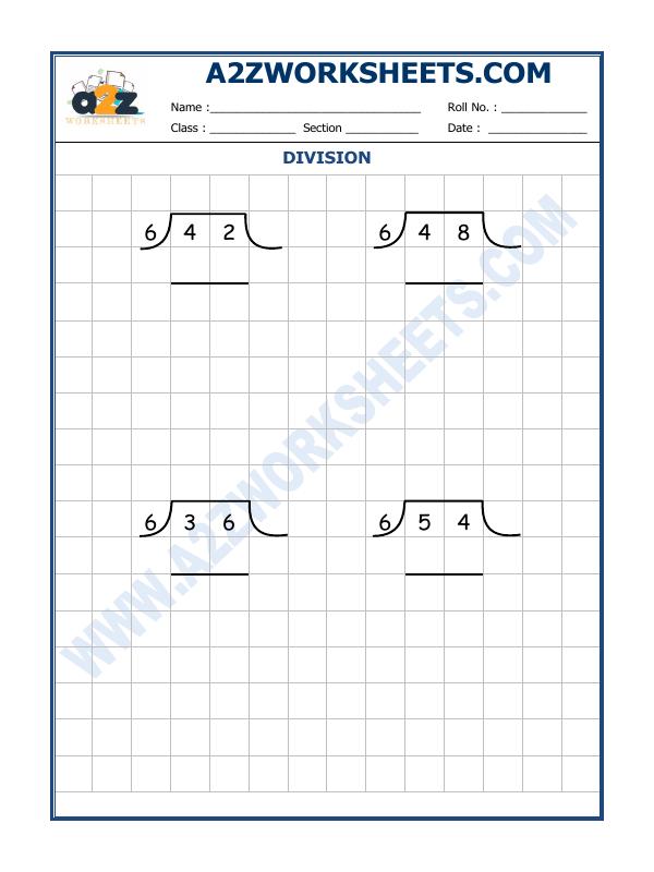 A2Zworksheets:Worksheet of Division By 6 - 1-Division-Maths