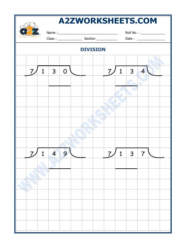 A2Zworksheets:Worksheet of Division By 7 - 6-Division-Maths