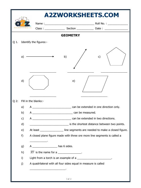 A2Zworksheets:Worksheet of Geometry-Geometry-Maths