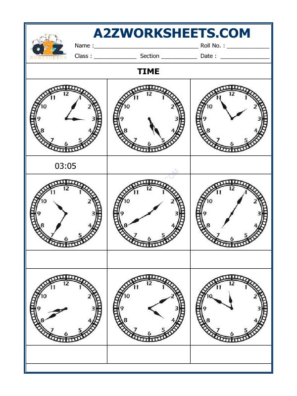 A2Zworksheets:Worksheet of Tell The Time - 11-Measurement-Maths
