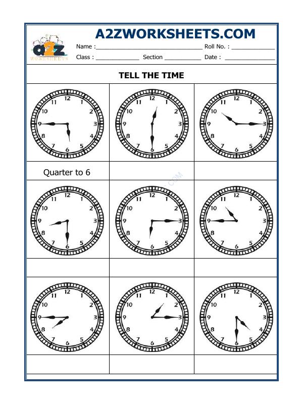 A2Zworksheets:Worksheet of Tell The Time - 20-Measurement-Maths