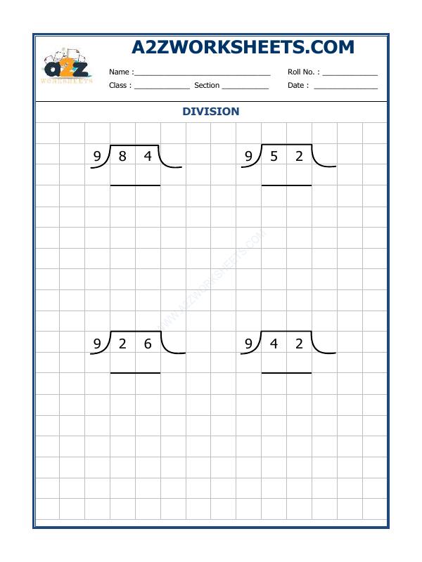 A2Zworksheets:Worksheet of Division By 9 - 11-Division-Maths