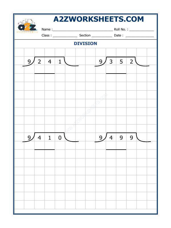 A2Zworksheets:Worksheet of Division By 9 - 72-Division-Maths