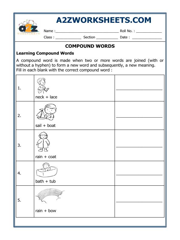 A2Zworksheets:Worksheet of Compound Words-Grammar-English