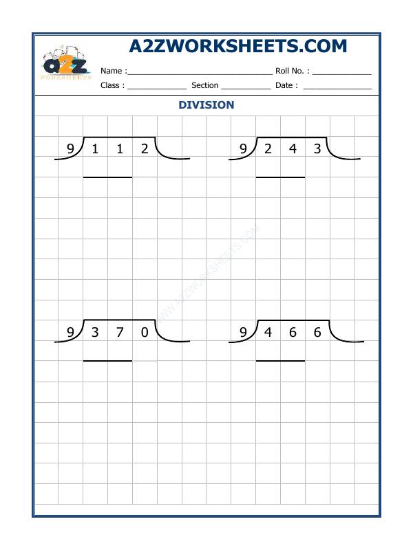 A2Zworksheets:Worksheet of Division By 9 - 90-Division-Maths