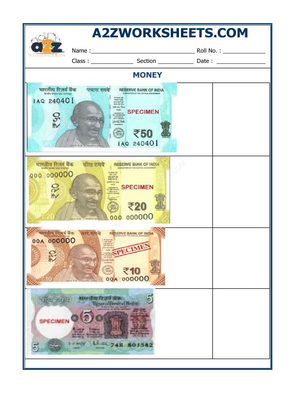 A2Zworksheets:Worksheet of Money-02-Money-Maths