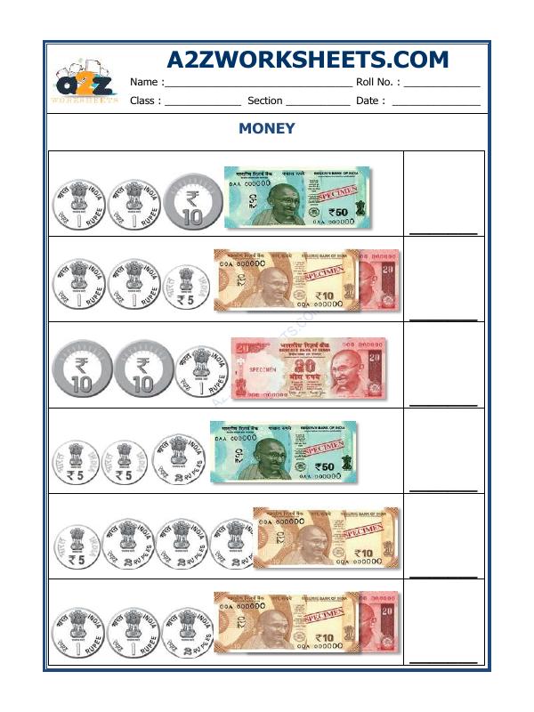 A2Zworksheets:Worksheet of Money-07-Money-Maths