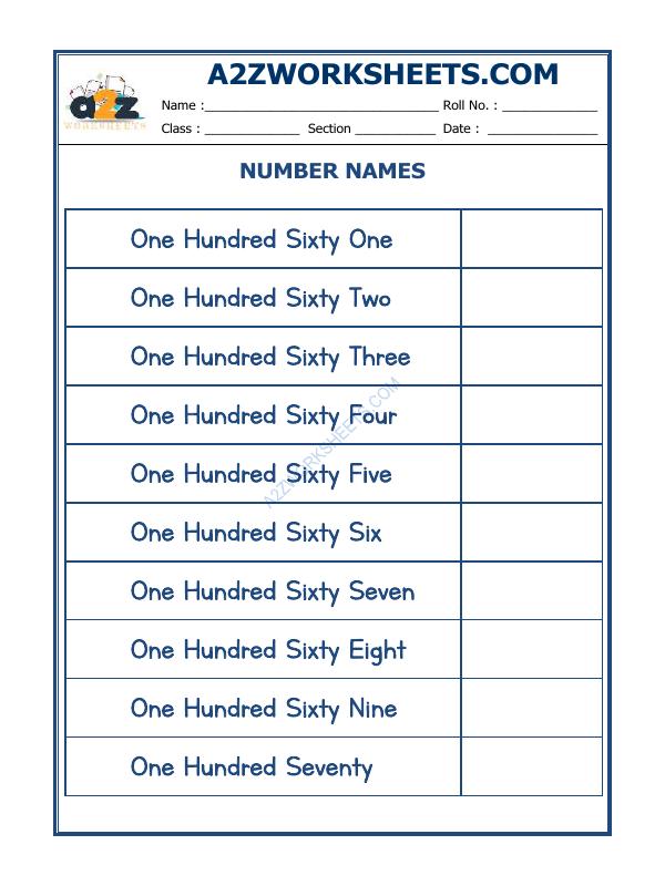 A2Zworksheets:Worksheet of Number Names - 23-Numbers-Maths