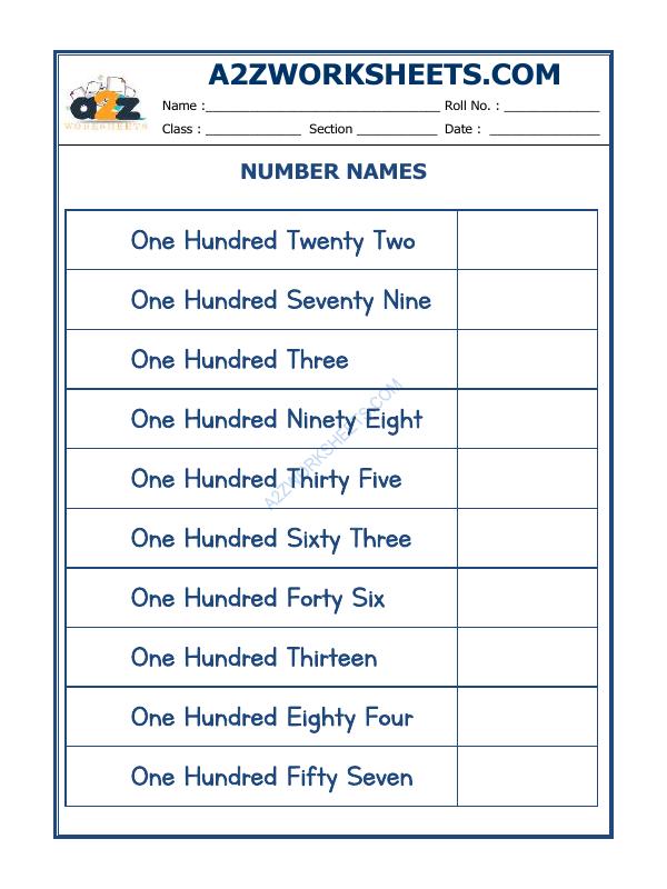 A2Zworksheets:Worksheet of Number Names - 41-Numbers-Maths