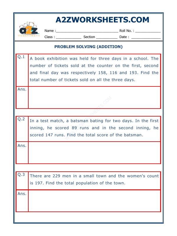 A2Zworksheets:Worksheet of Addition Word Problems - 04-Addition-Maths