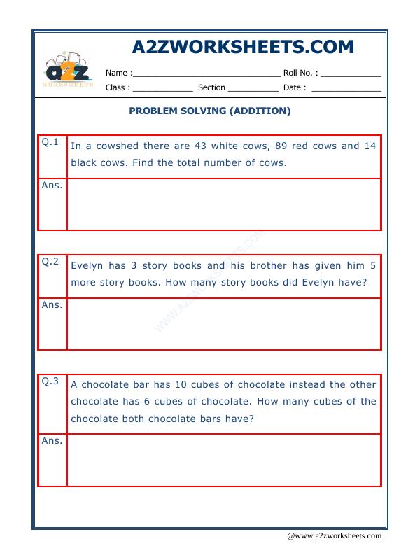 A2Zworksheets:Worksheet of Addition Word Problems - 07-Addition-Maths