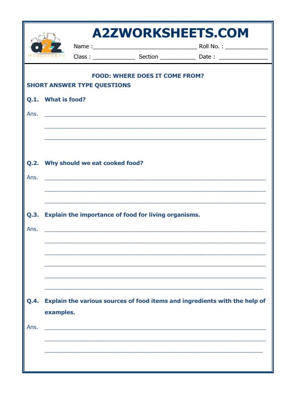 A2Zworksheets:Worksheet of Food Where Does It Come From-04-Basic ...