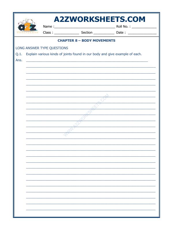 A2Zworksheets:Worksheet of Body Movements-04-Humans-Science