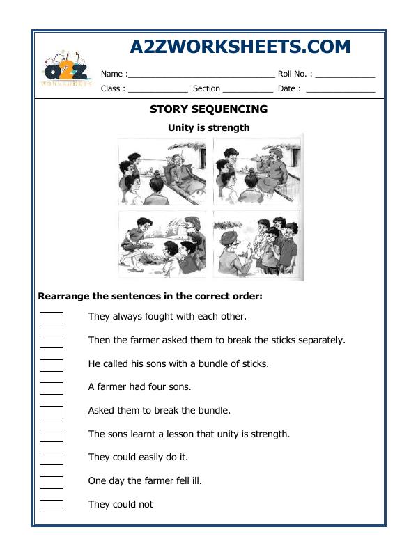 A2Zworksheets:Worksheet of Story Sequencing-Writing-English