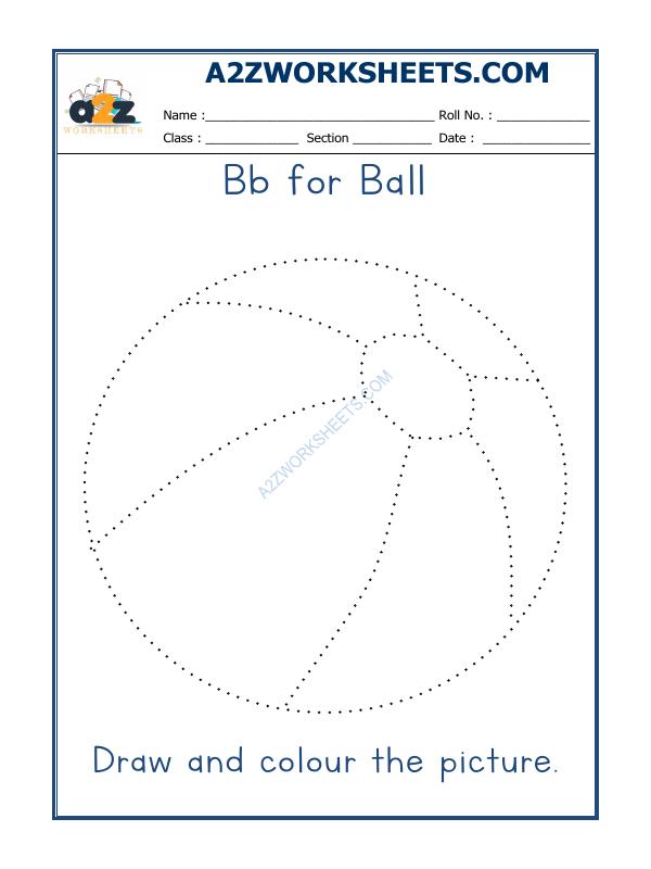 A2Zworksheets:Worksheet of B For Ball Colouring Sheets-Recognition-English