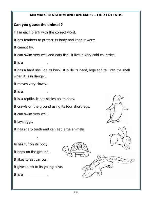 Grade 2 Science Worksheets Animals