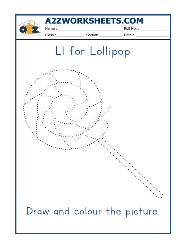 A2Zworksheets:Worksheet of L For Lollipop Colouring Sheets-Recognition ...