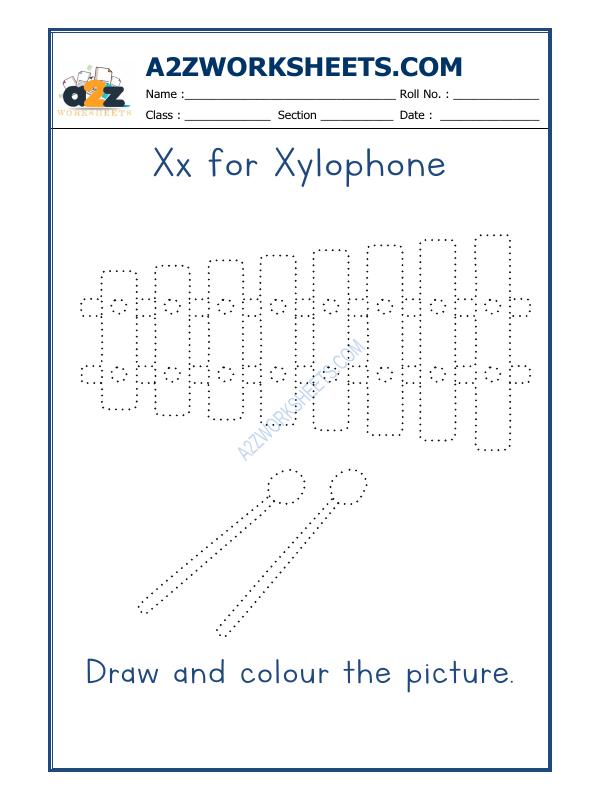A2Zworksheets:Worksheet of X For Xylophone Colouring Sheet-Recognition ...