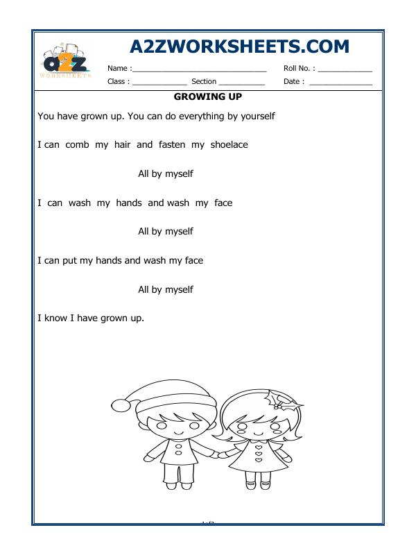 A2Zworksheets:Worksheet of Growing Up-Humans-Science