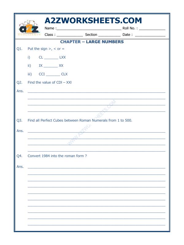 A2Zworksheets:Worksheet of Large Numbers-04-Numbers-Maths