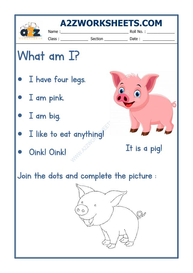 A2Zworksheets:Worksheet of Flash Card-Pig-Recognition-English