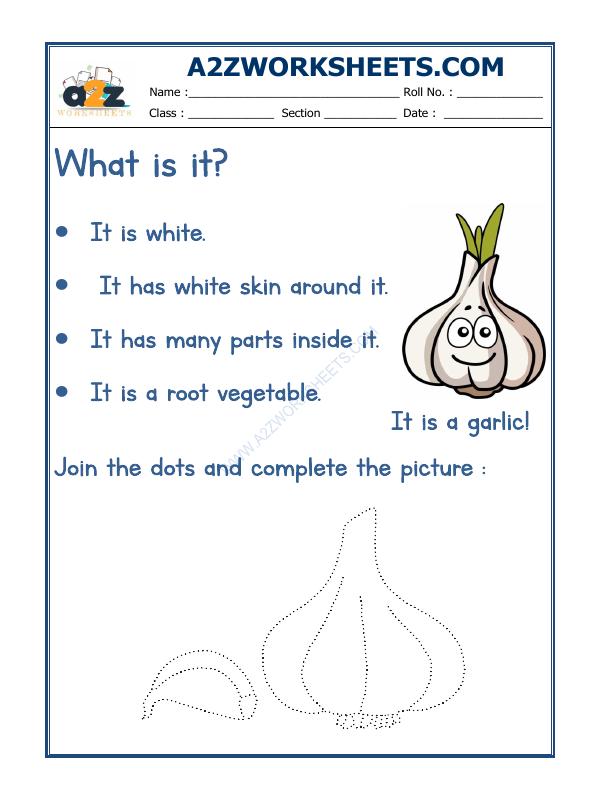 A2Zworksheets:Worksheet of Flash Card-Garlic-Recognition-English