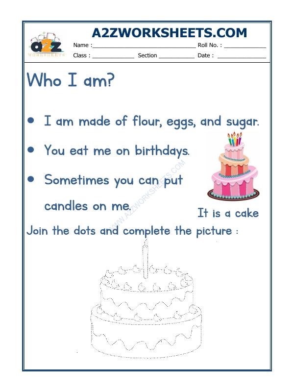 A2Zworksheets:Worksheet of Flash Card-Cake-Recognition-English