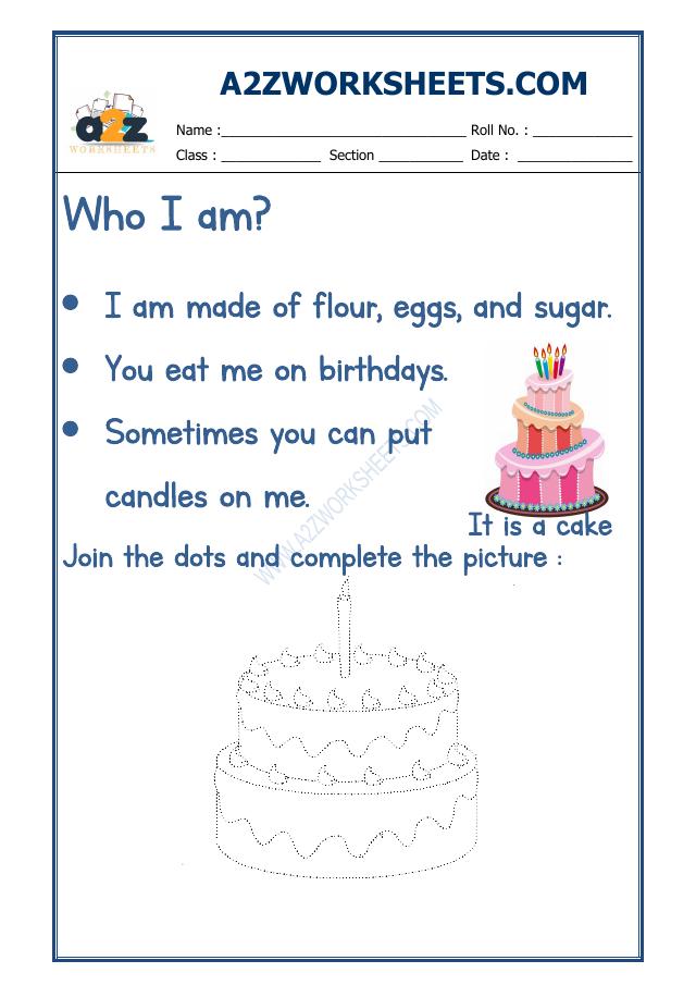 A2Zworksheets:Worksheet of Flash-Card-Cake-Recognition-English