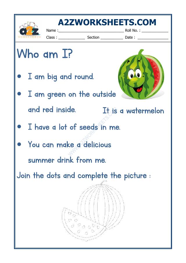 A2Zworksheets:Worksheet of Flash Card-Watermelon-Recognition-English
