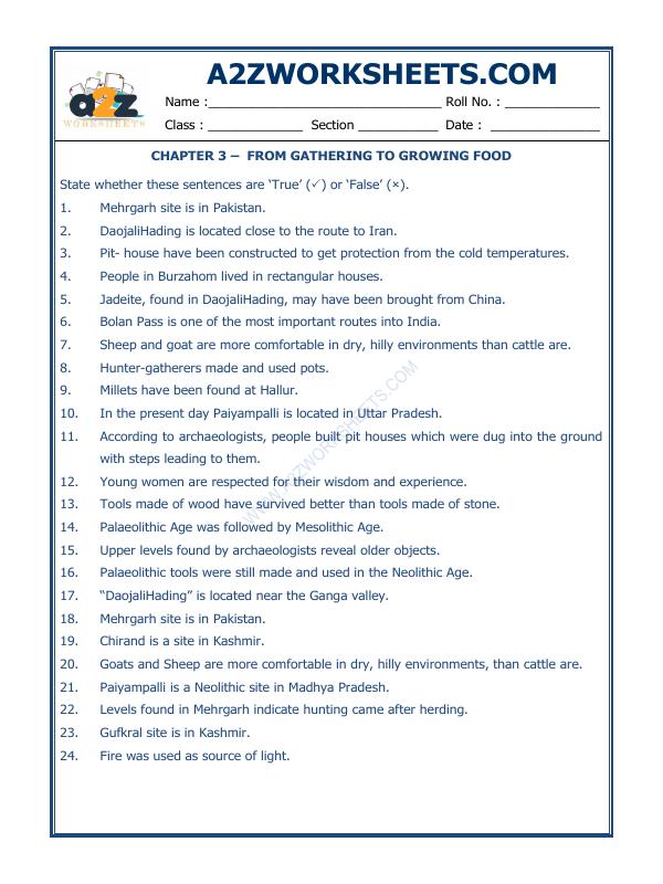 A2Zworksheets:Worksheet of From Gathering To Growing Food-12-Culture ...