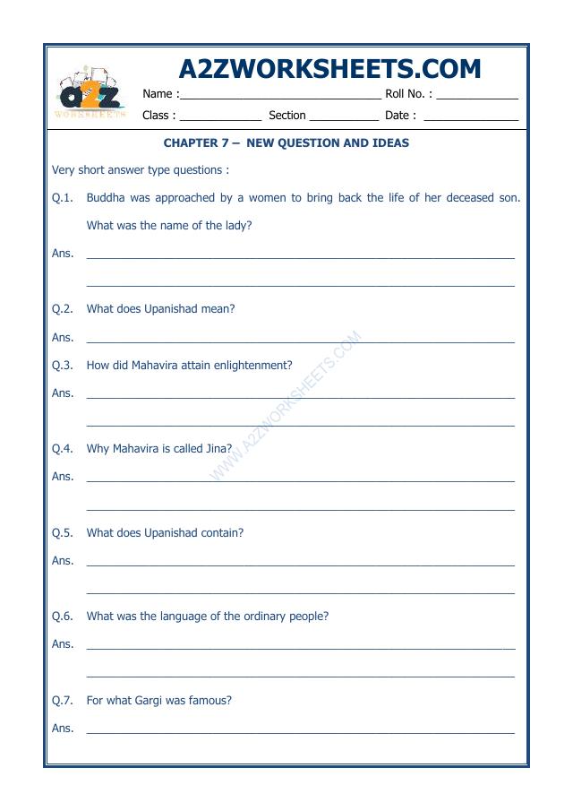A2Zworksheets:Worksheet of New Question And Ideas-04-Our History and ...