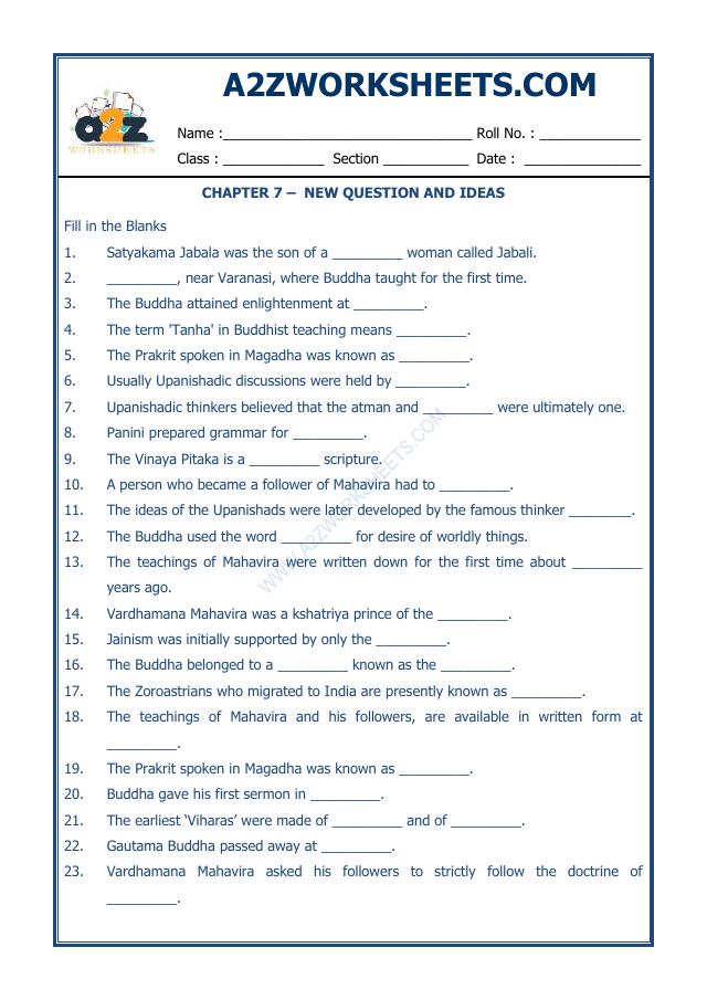 A2Zworksheets:Worksheet of New Question And Ideas-12-Our History and ...