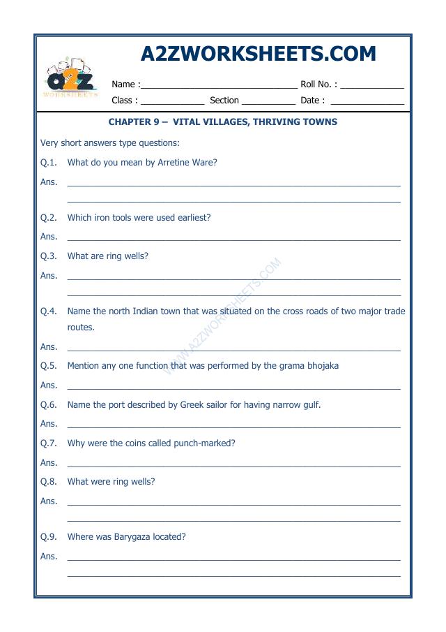 A2Zworksheets:Worksheet of Vital Villages, Thriving Towns-01-Our ...