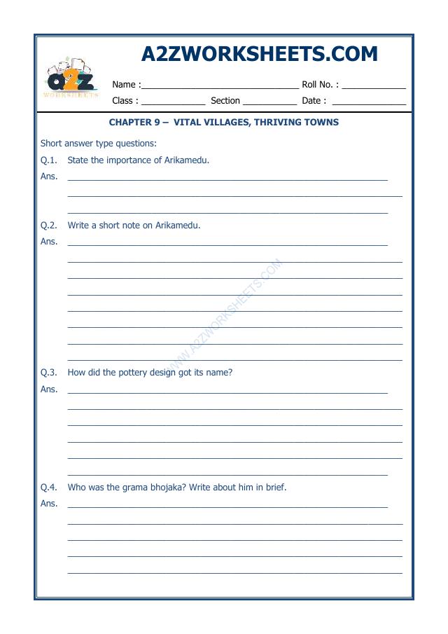 A2Zworksheets:Worksheet of Vital Villages, Thriving Towns-08-Our ...