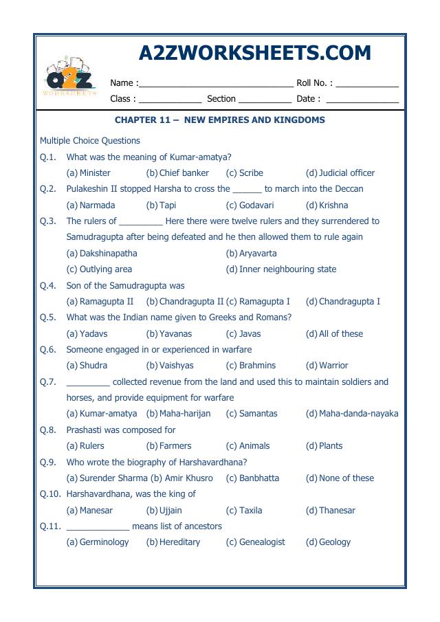 A2Zworksheets:Worksheet of New Empires And Kingdoms-07-Our History and ...